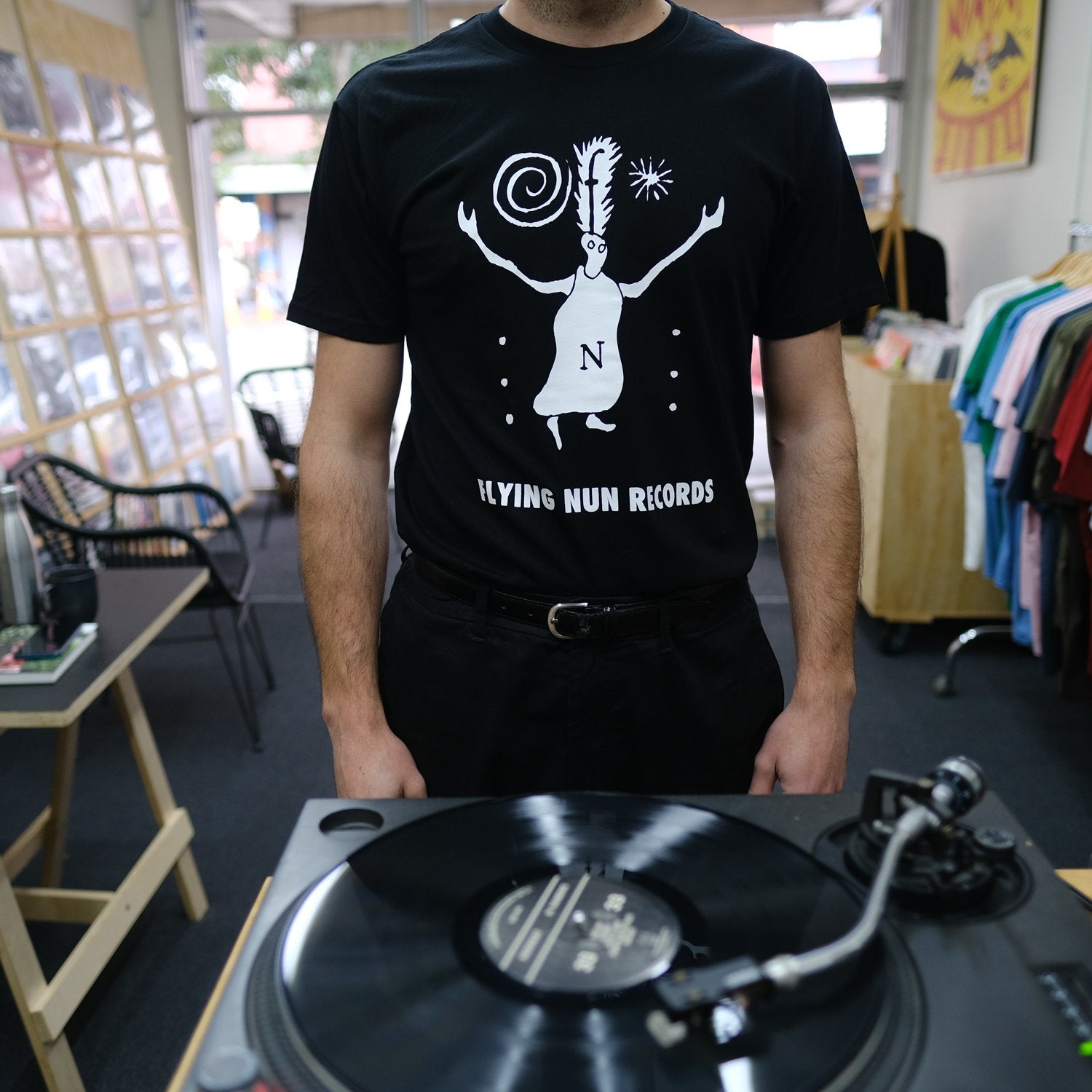 Fuzzy Flying Nun T-Shirt (Black) – Flying Nun Australia